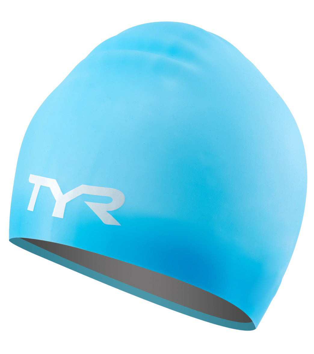 TYR Junior Long Hair Wrinkle Free Silicone Swim Cap at SwimOutlet.com