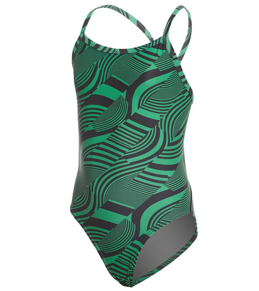 iSwim Swirl Thin Strap One Piece Swimsuit Youth (22-28) at SwimOutlet.com