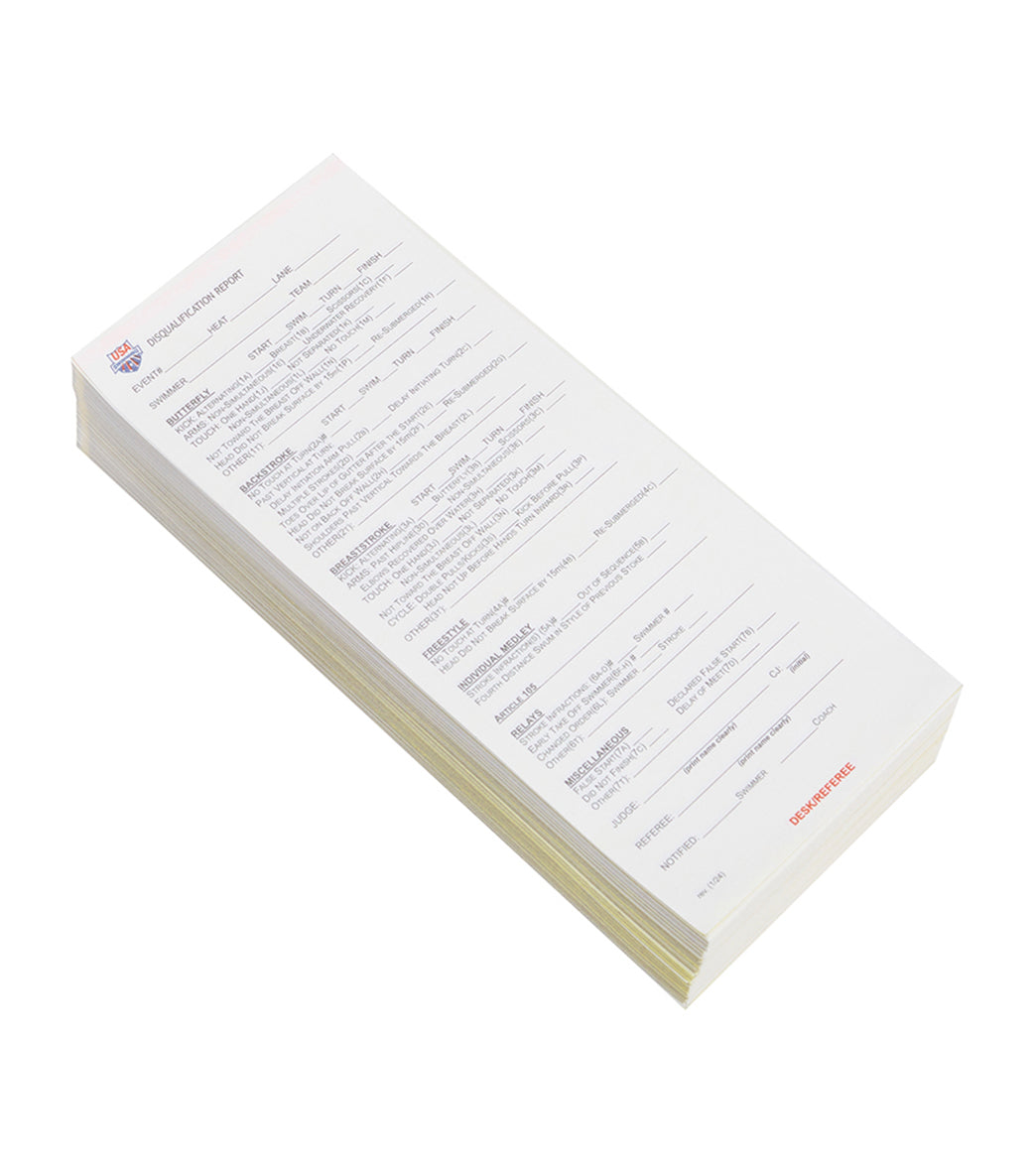 USA Swimming Disqualification Report Slips at SwimOutlet.com