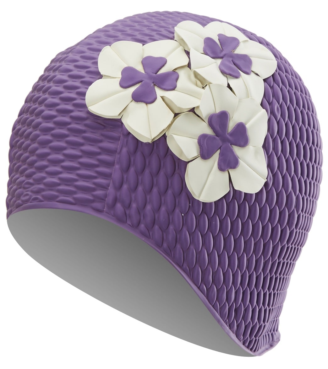Sporti Floral Bubble Swim Cap at SwimOutlet.com