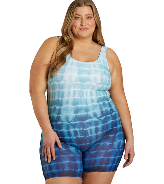 Sporti Plus Size Unitard Shibori Ombre One Piece Swimsuit at SwimOutlet.com