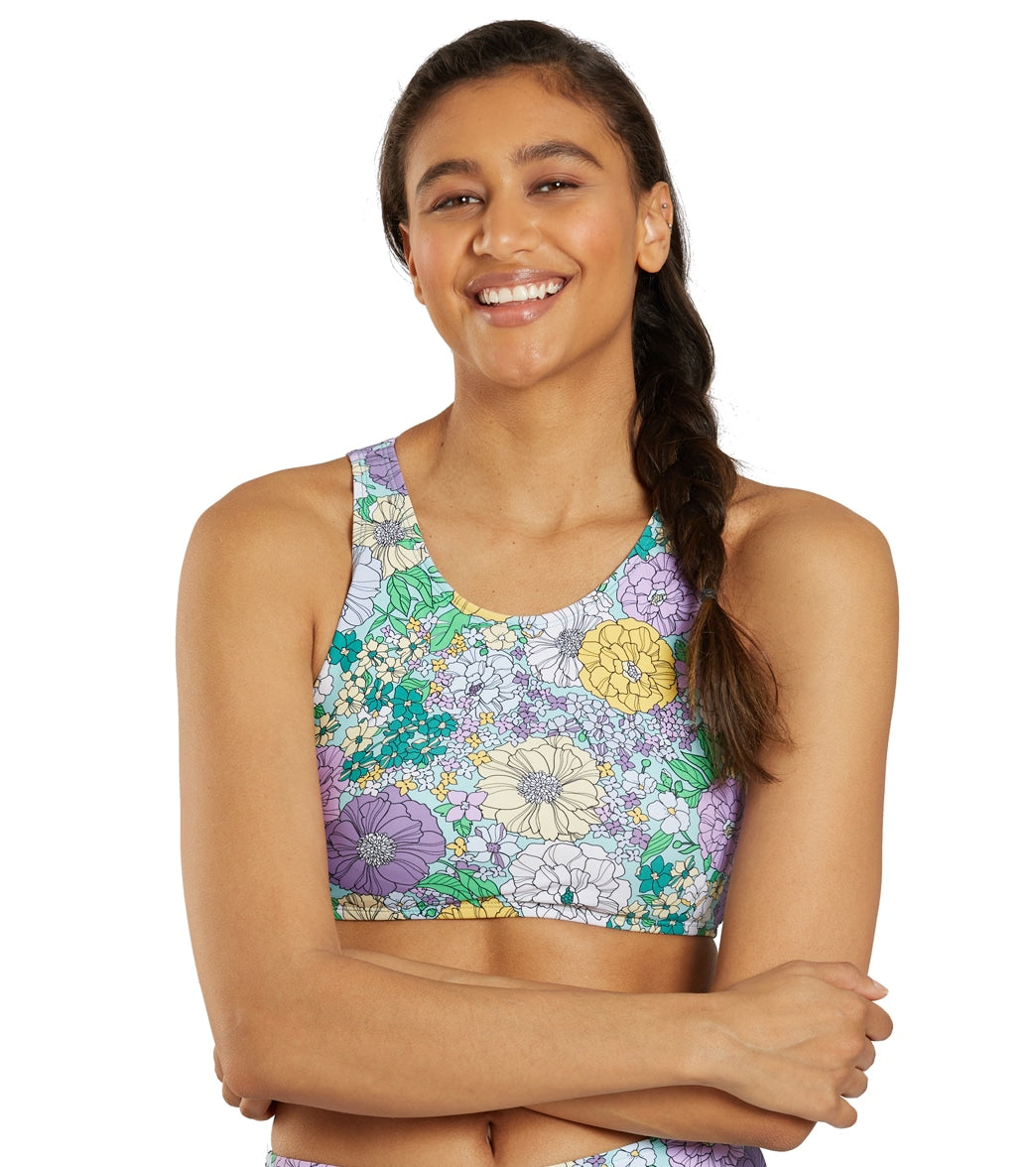 Sporti Active Bondi Floral High Neck Crop Bikini Top at SwimOutlet.com