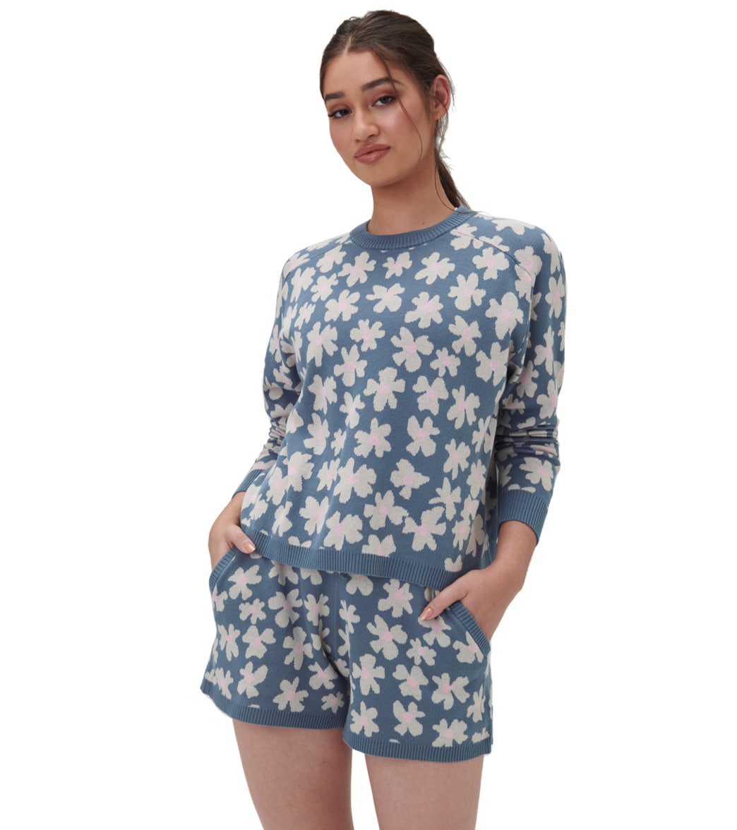 Spiritual Gangster Floral Jacquard Boxy Raglan Pullover at SwimOutlet.com