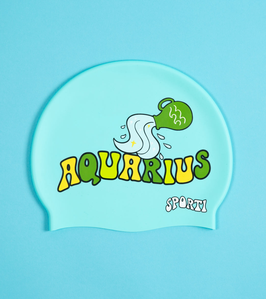 Sporti Groovy Zodiac Aquarius Silicone Swim Cap at SwimOutlet.com