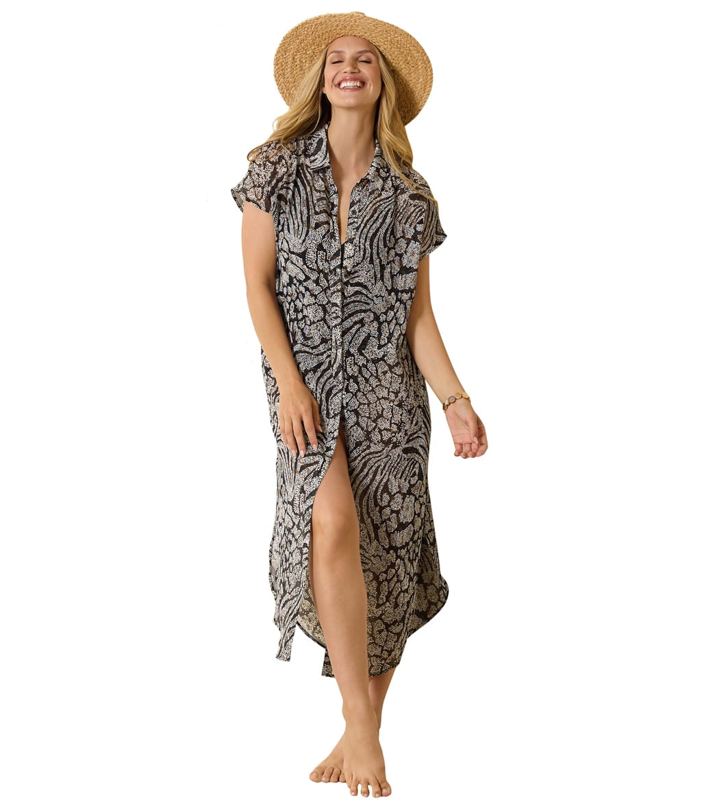 Tommy Bahama Women's Playa Brava Bubble Chiffon Duster Cover Up Dress ...