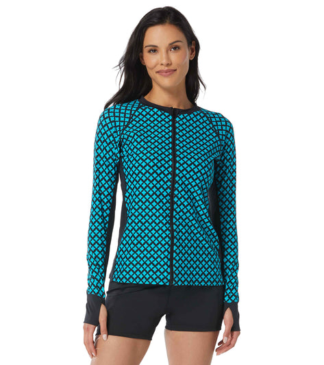 Beach House Women's Delray Botanical Ava Long Sleeve Zip Front Rash ...