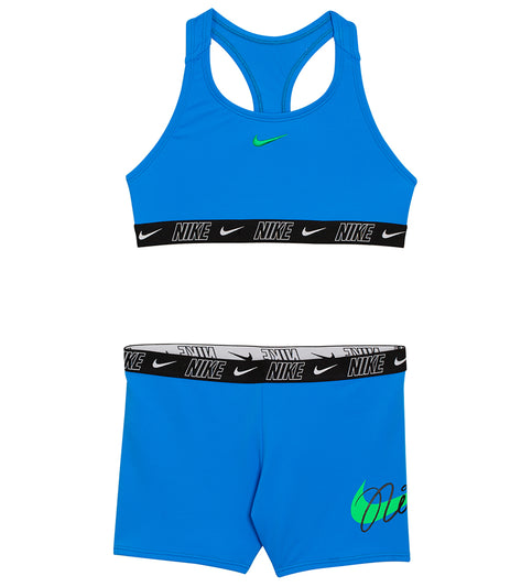 Nike Girls' Logo Tape Racerback Bikini Set (Big Kid) at SwimOutlet.com