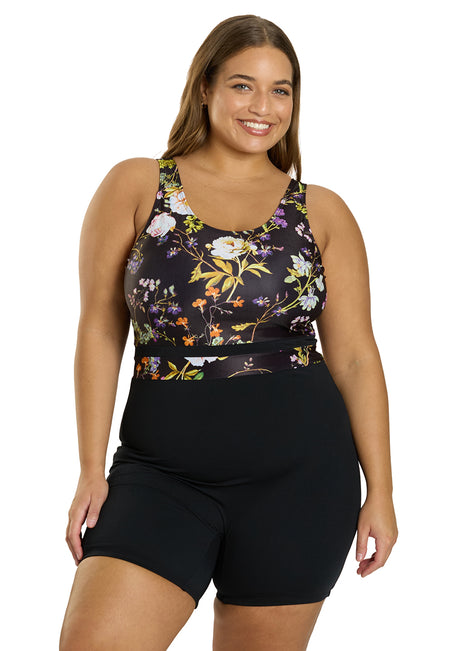 Sporti Plus Size HydroLast Moonlit Flora Chlorine Resistant Scoop Back ...