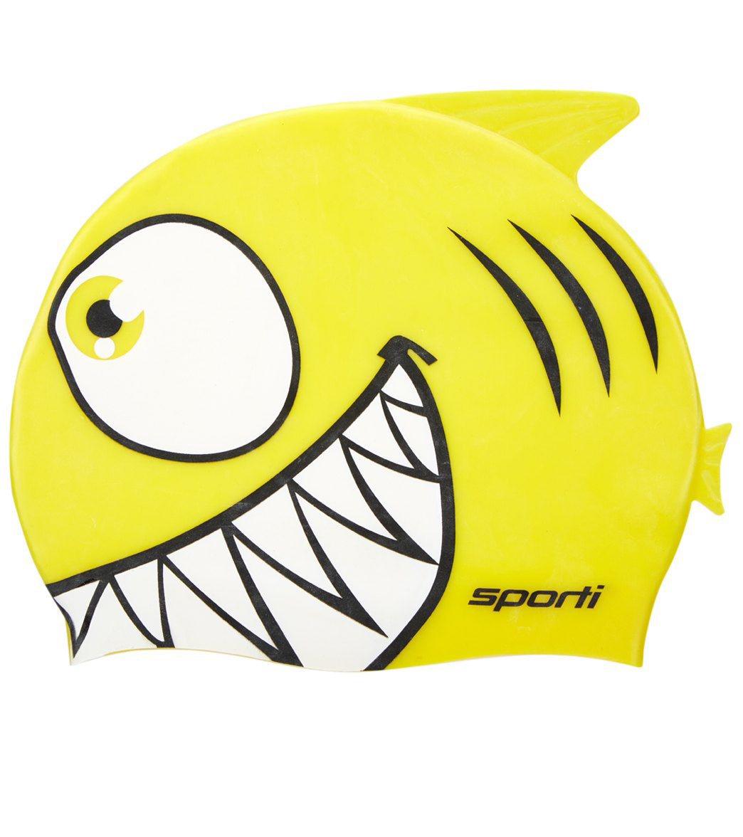 Sporti Cartoon Shark Silicone Swim Cap Jr. at SwimOutlet.com