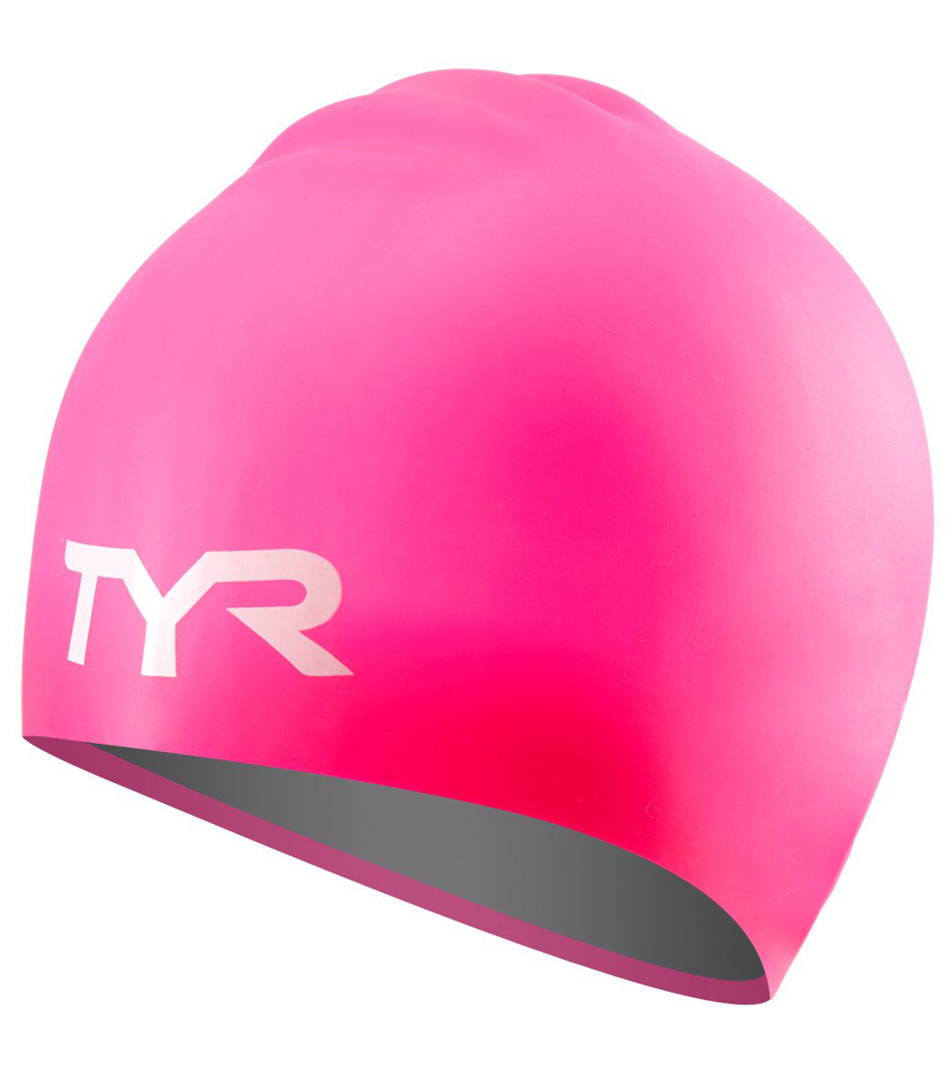 TYR Junior Long Hair Wrinkle Free Silicone Swim Cap at SwimOutlet.com
