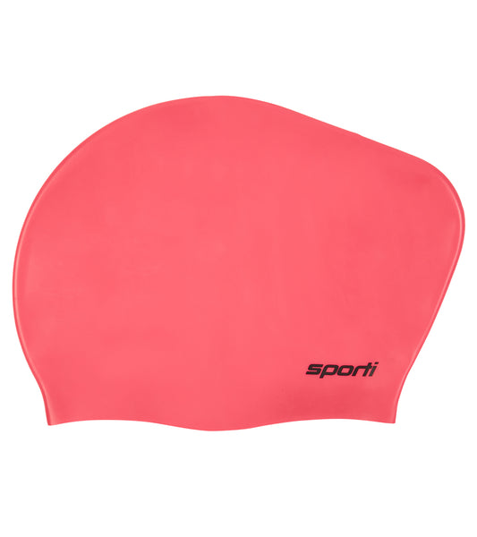 Sporti Solid Long Hair Bun Silicone Swim Cap at SwimOutlet.com