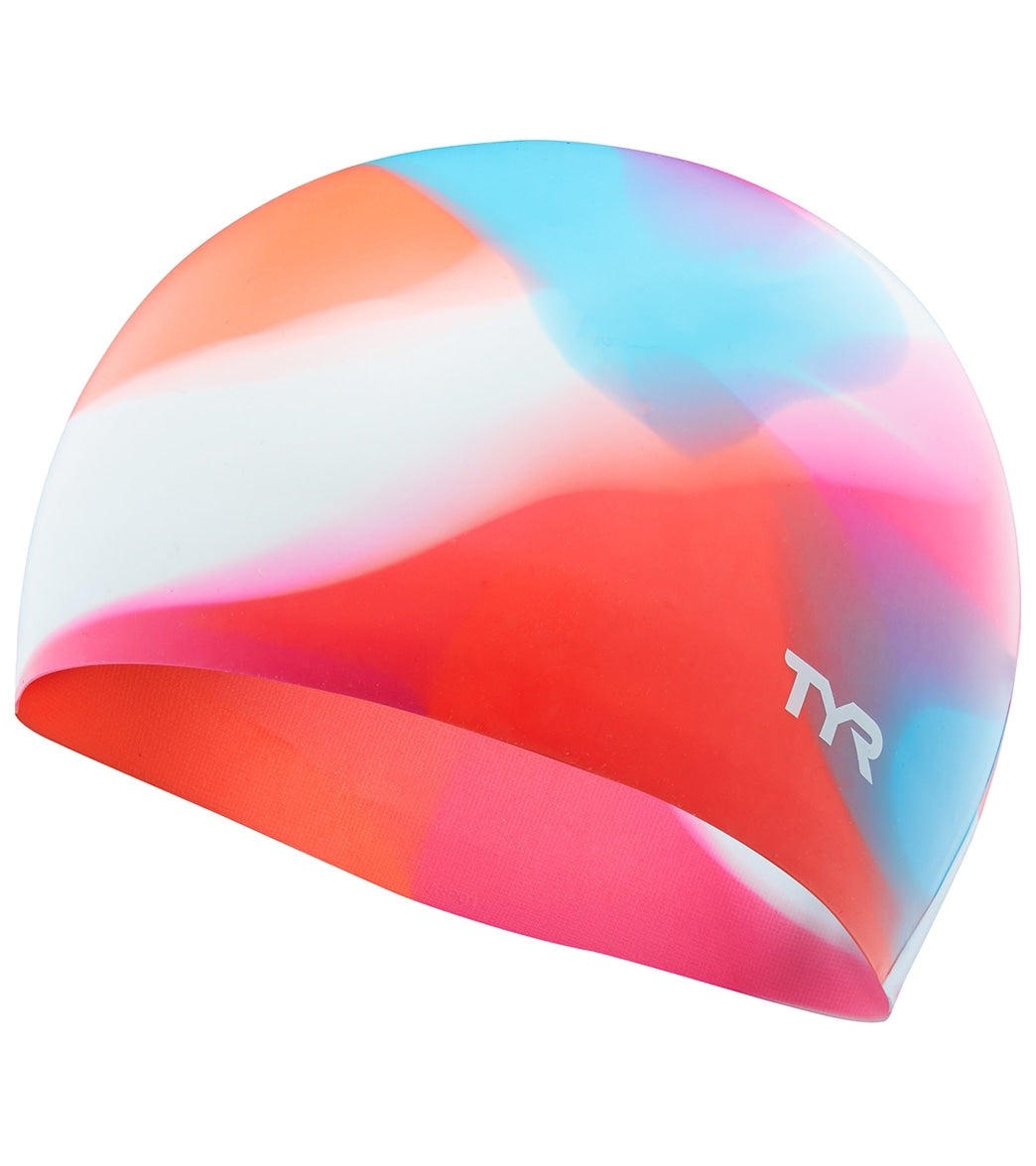TYR Tie Dye Long Hair Silicone Junior Swim Cap at SwimOutlet.com
