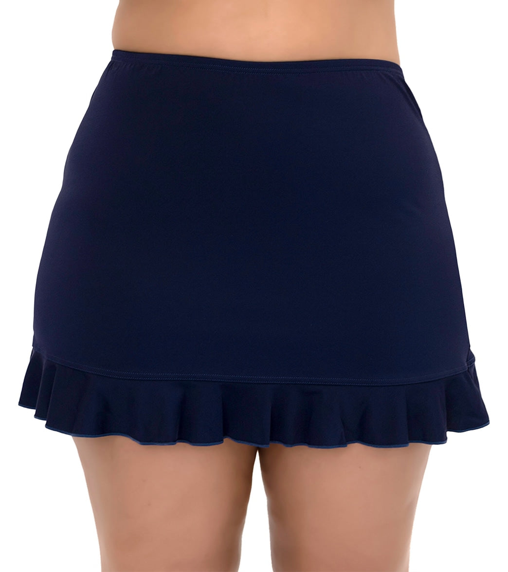 Fit4U Women's Plus Size Solid Swim Skirted Bottom With Flounce at ...