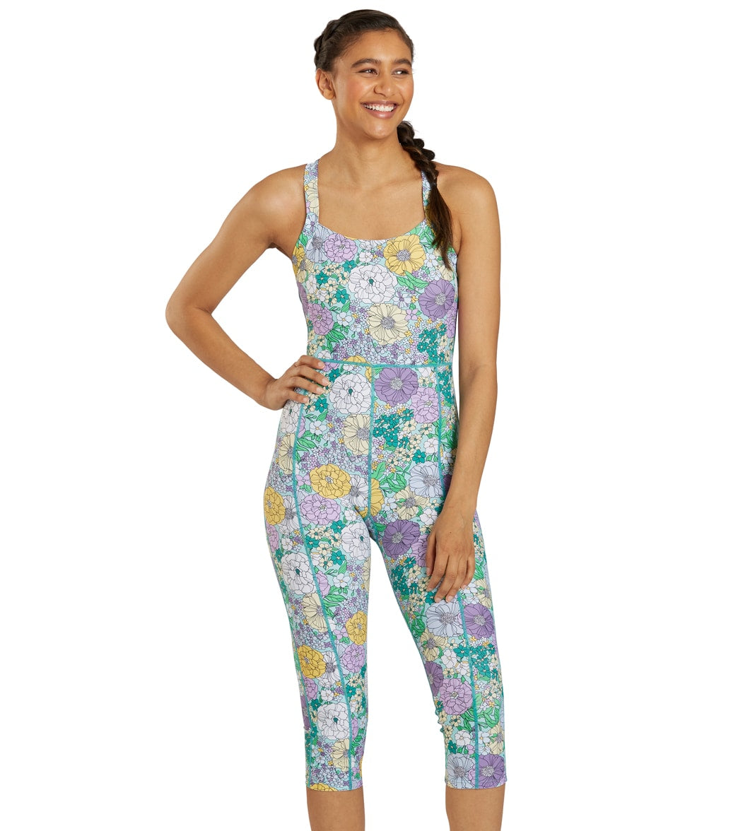 Sporti Active Bondi Floral One Piece Cropped Swim Unitard at SwimOutlet.com