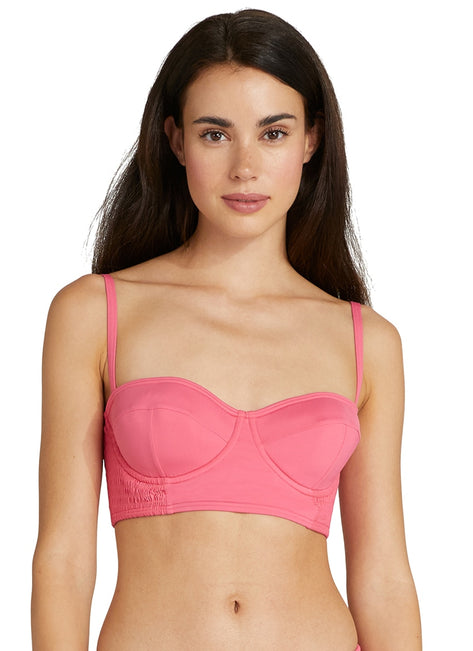 Kate Spade New York Women's Solids Smocked Underwire Bikini Top at SwimOutlet.com