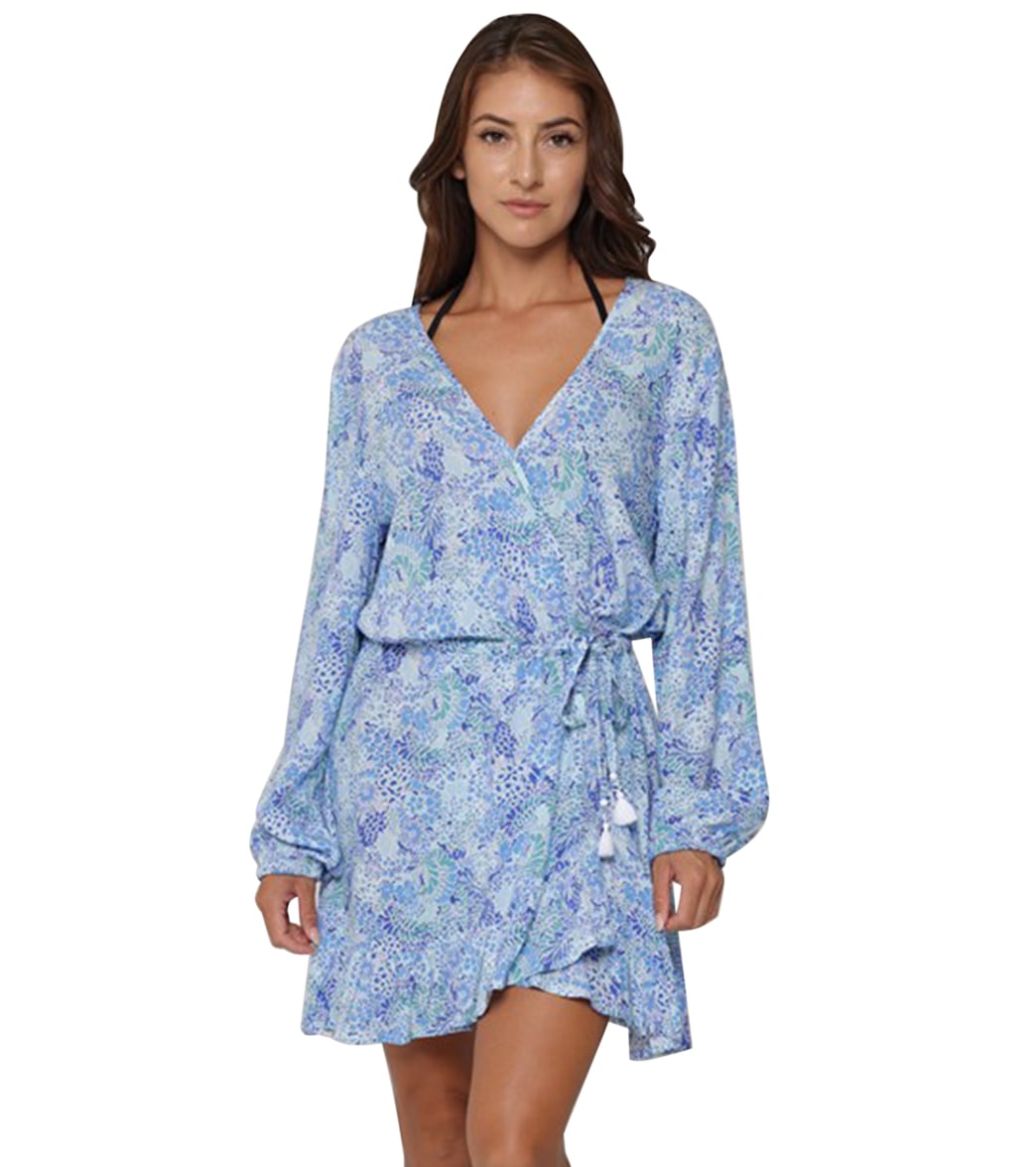 J.Valdi Women's Sea Glass Draw String Ruffle Cover Up Dress at ...