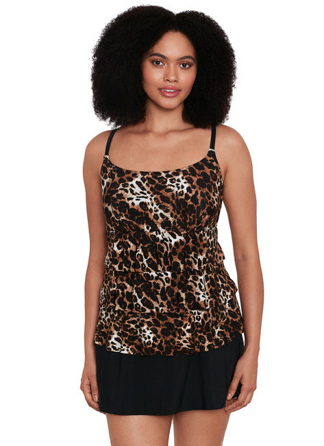 Longitude Women's Catcall Ruffle Faux Skirtini One Piece Swimsuit at ...