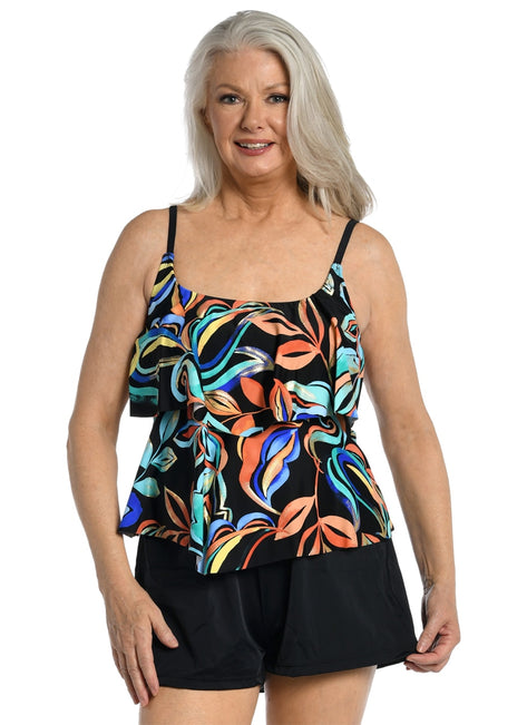 Maxine Women's Watercolor Expressions Double Tiered Tankini Top at ...