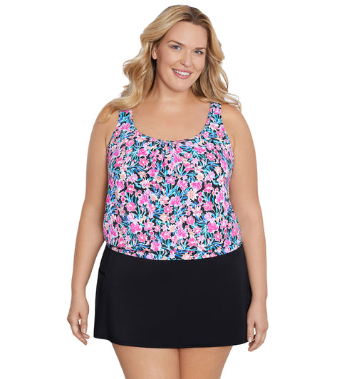 Shape Solver By Penbrooke Women's Plus Florentine Blouson Tankini Top ...