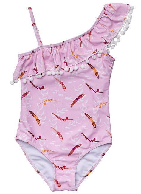 Snapper Rock Girls' Diving Diva One Shoulder Frill One Piece Swimsuit ...