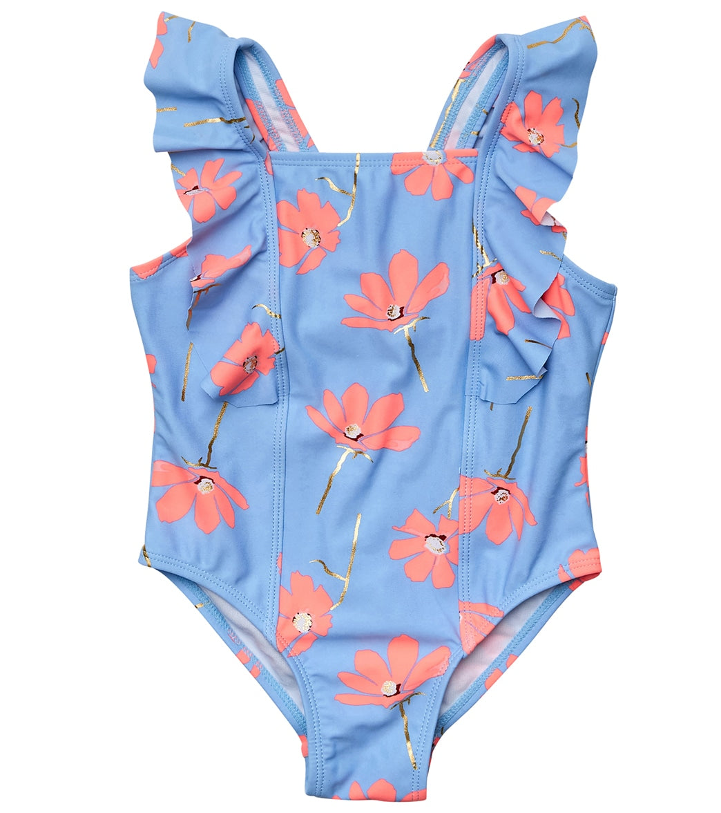 Snapper Rock Girls' Beach Bloom Ruffle Shoulder One Piece Swimsuit ...