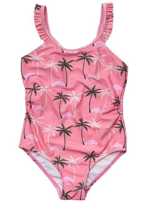 Snapper Rock Girls' Palm Paradise Frill Strap One Piece Swimsuit ...