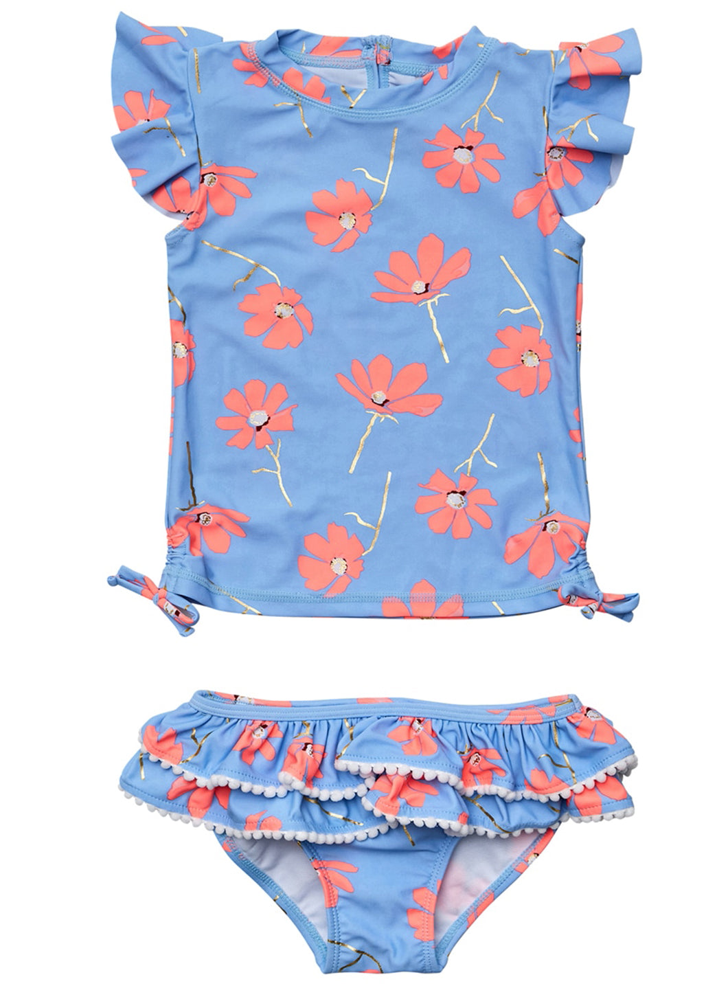 Snapper Rock Girls' Beach Bloom Short Sleeve Two Piece Rash Guard Set ...