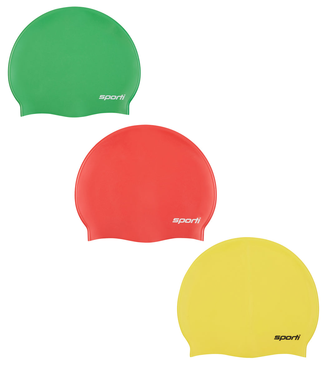 Sporti Silicone Swim Cap Set of 3 at SwimOutlet.com