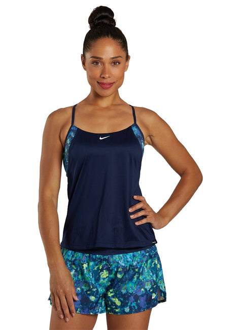 Nike Women's Earth Dye Layered Tankini Top at SwimOutlet.com