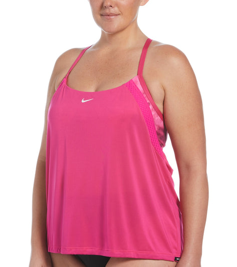 Nike Women's Plus Size Tie Dye Layered Tankini Top at SwimOutlet.com