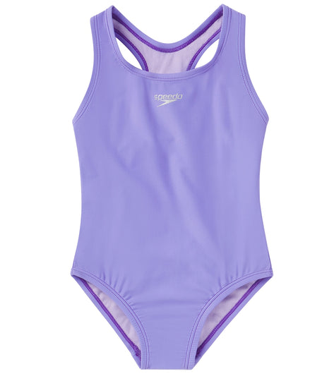 Speedo Girls' Solid Racerback One Piece Swimsuit (Little Kid, Big Kid ...
