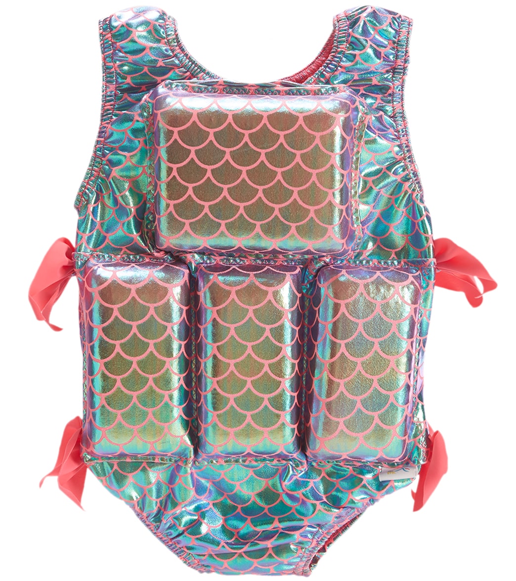 My Pool Pal Girl's Coral Metalic Mermaid Float Suit on Swimsuit at ...