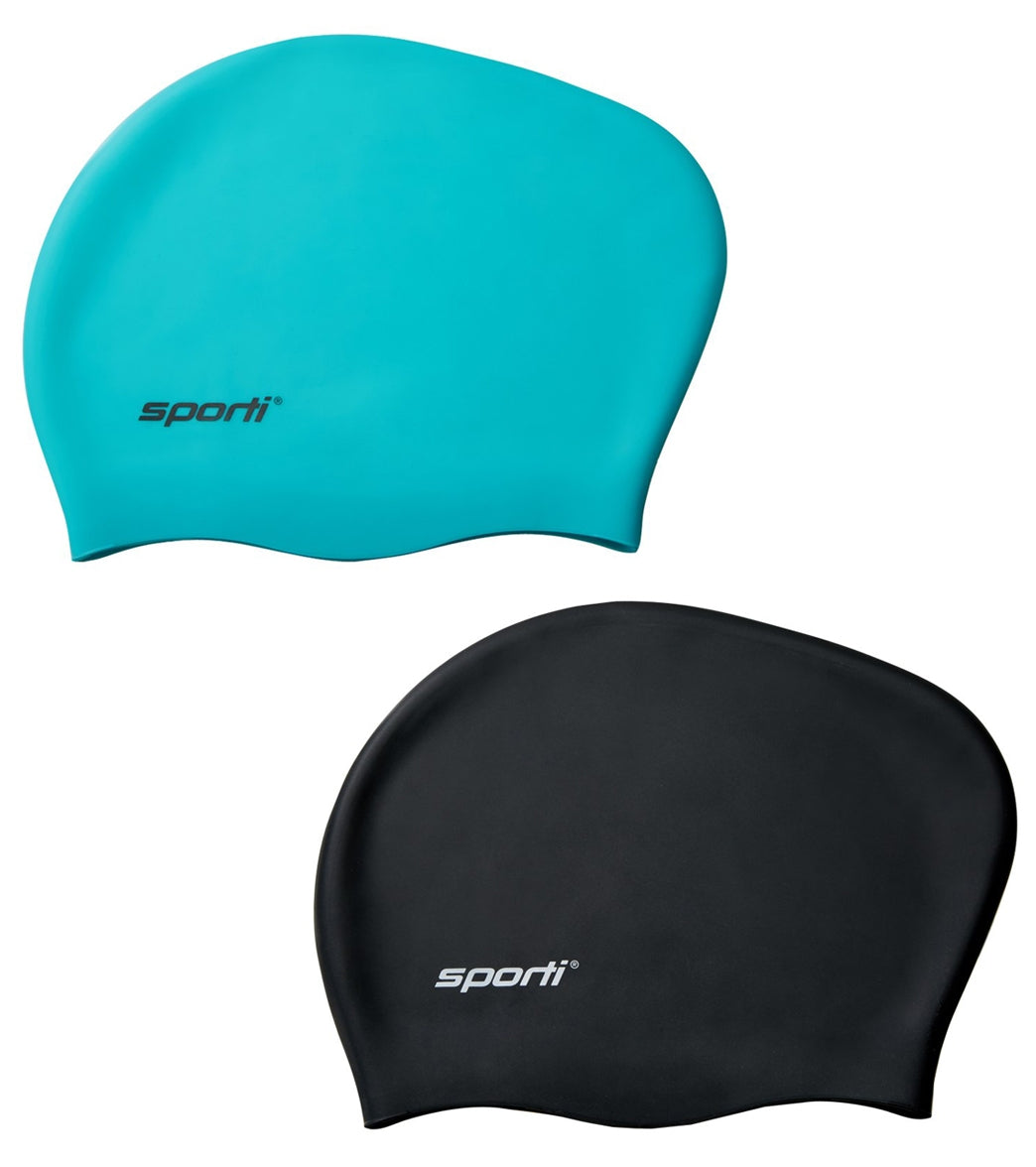 Sporti Long Hair Bun Silicone Swim Cap Set of 2 at SwimOutlet.com