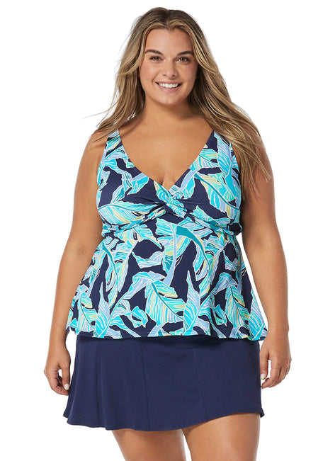Beach House Women's Plus Size Sea Glass Palm Blair High Neck Tankini ...