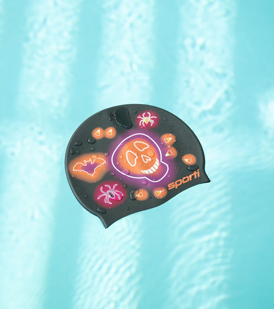 Sporti Spooky Neon Silicone Swim Cap at SwimOutlet.com
