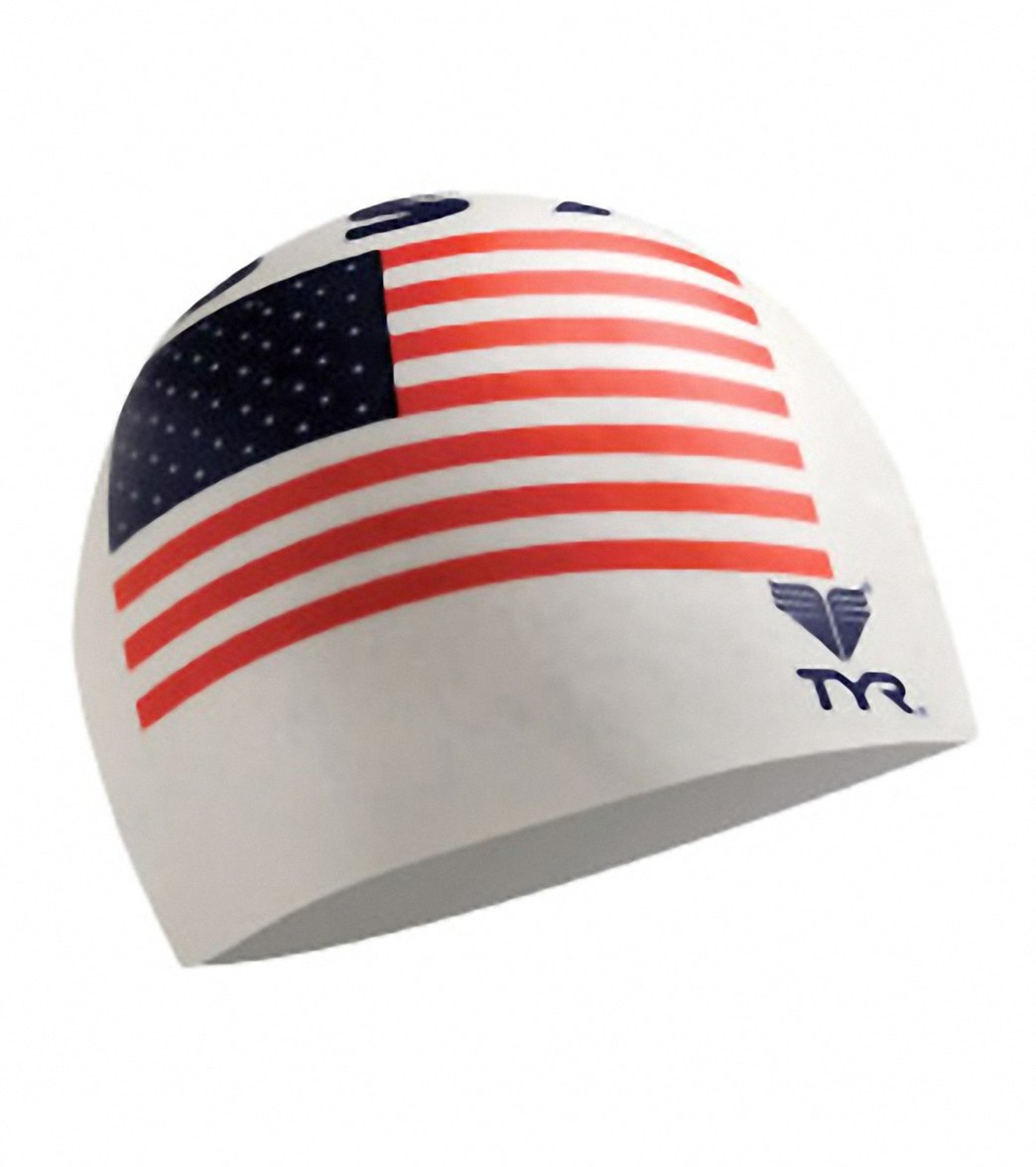 TYR USA Silicone Swim Cap at SwimOutlet.com