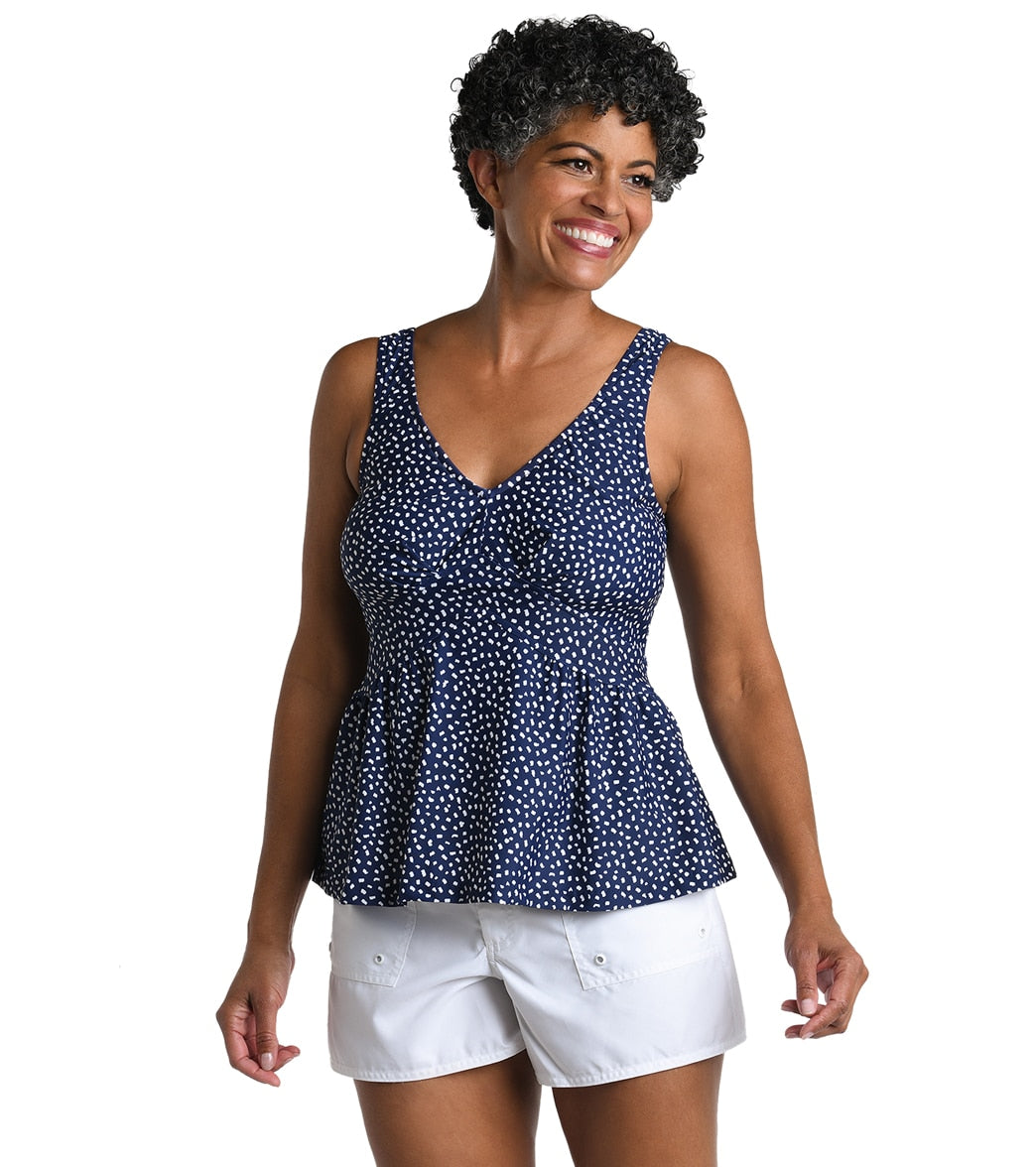 Maxine Women's Seaside Dot Empire Tankini Top at SwimOutlet.com