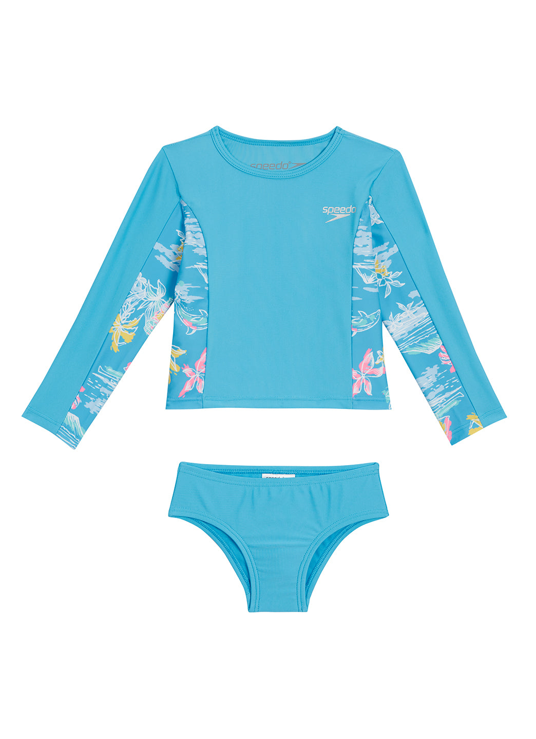 Speedo Girls' Long Sleeve Two Piece Rash Guard Set (Toddler, Little Kid ...