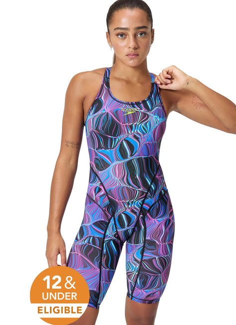 Speedo Women's Print Vanquisher Kneeskin Tech Suit Swimsuit at ...