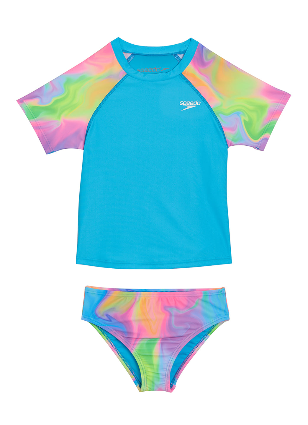 Speedo Girls' Short Sleeve Rashguard Two Piece Set (Little Kid Big Kid ...