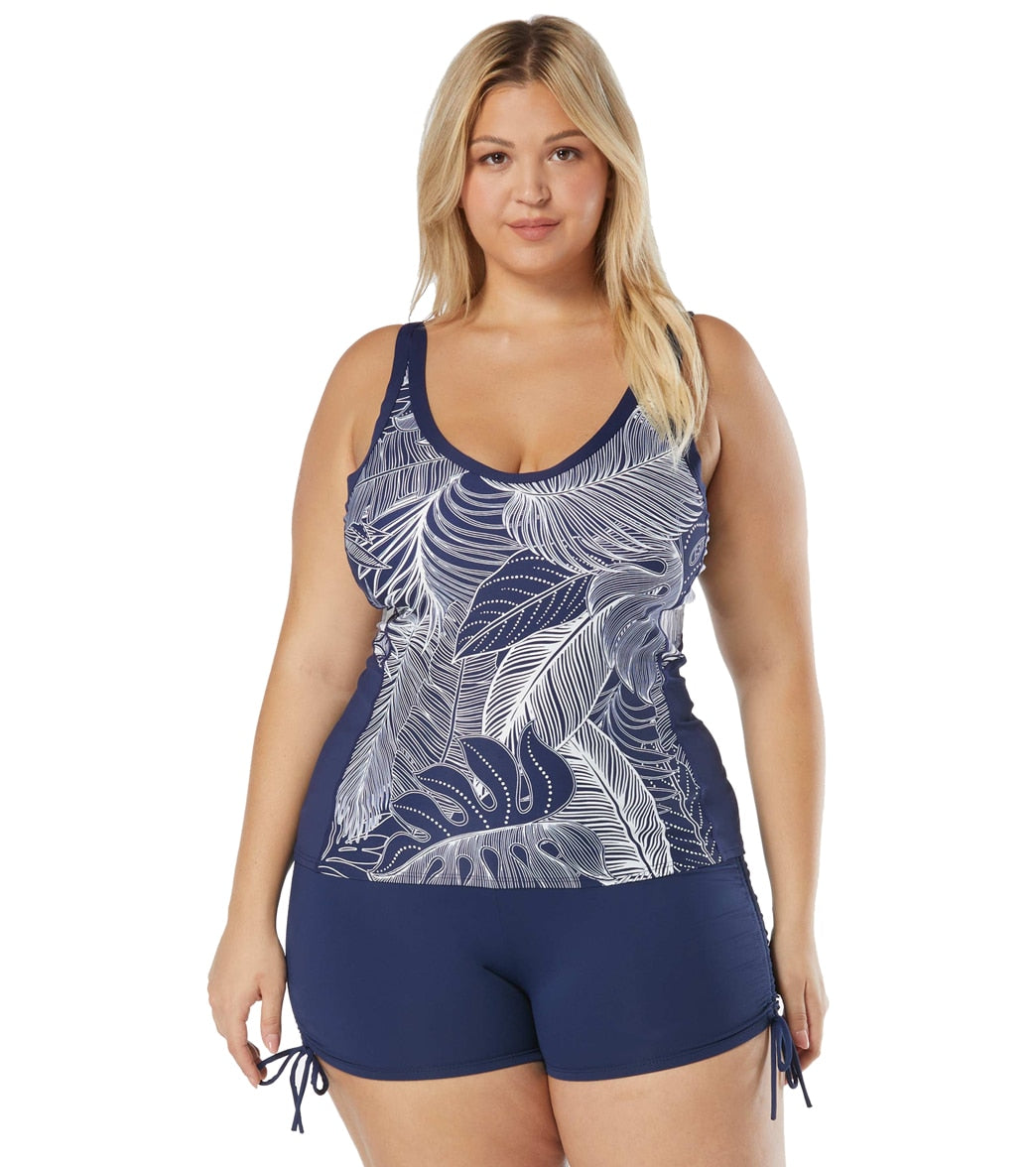 Beach House Women's Plus Size Paradise Palm Ambition Fitted Cross Back ...