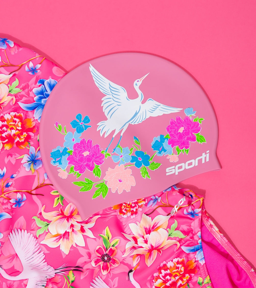 Sporti Limited Edition Crane Silicone Swim Cap at SwimOutlet.com
