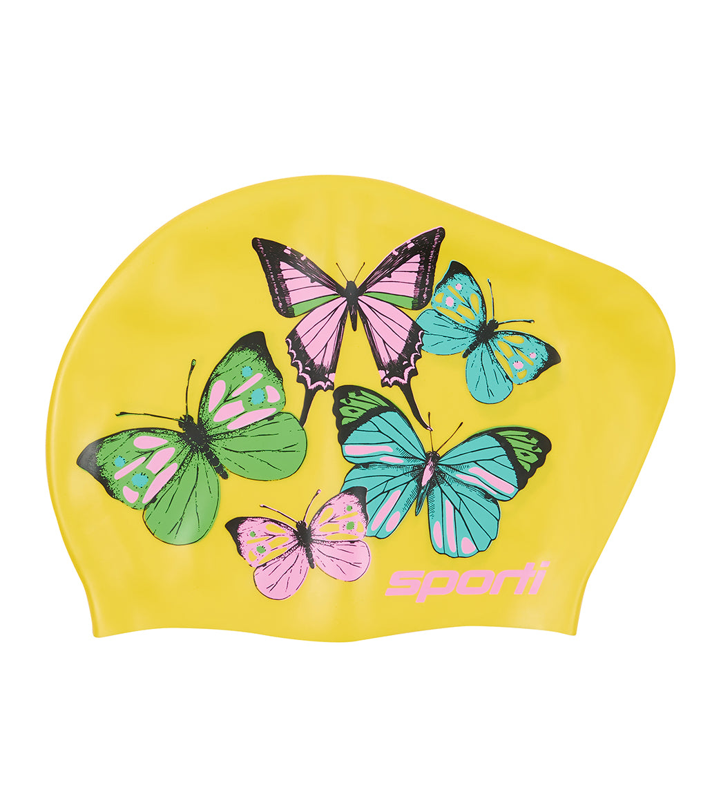 Sporti Flutter Garden Long Hair Bun Silicone Swim Cap at SwimOutlet.com