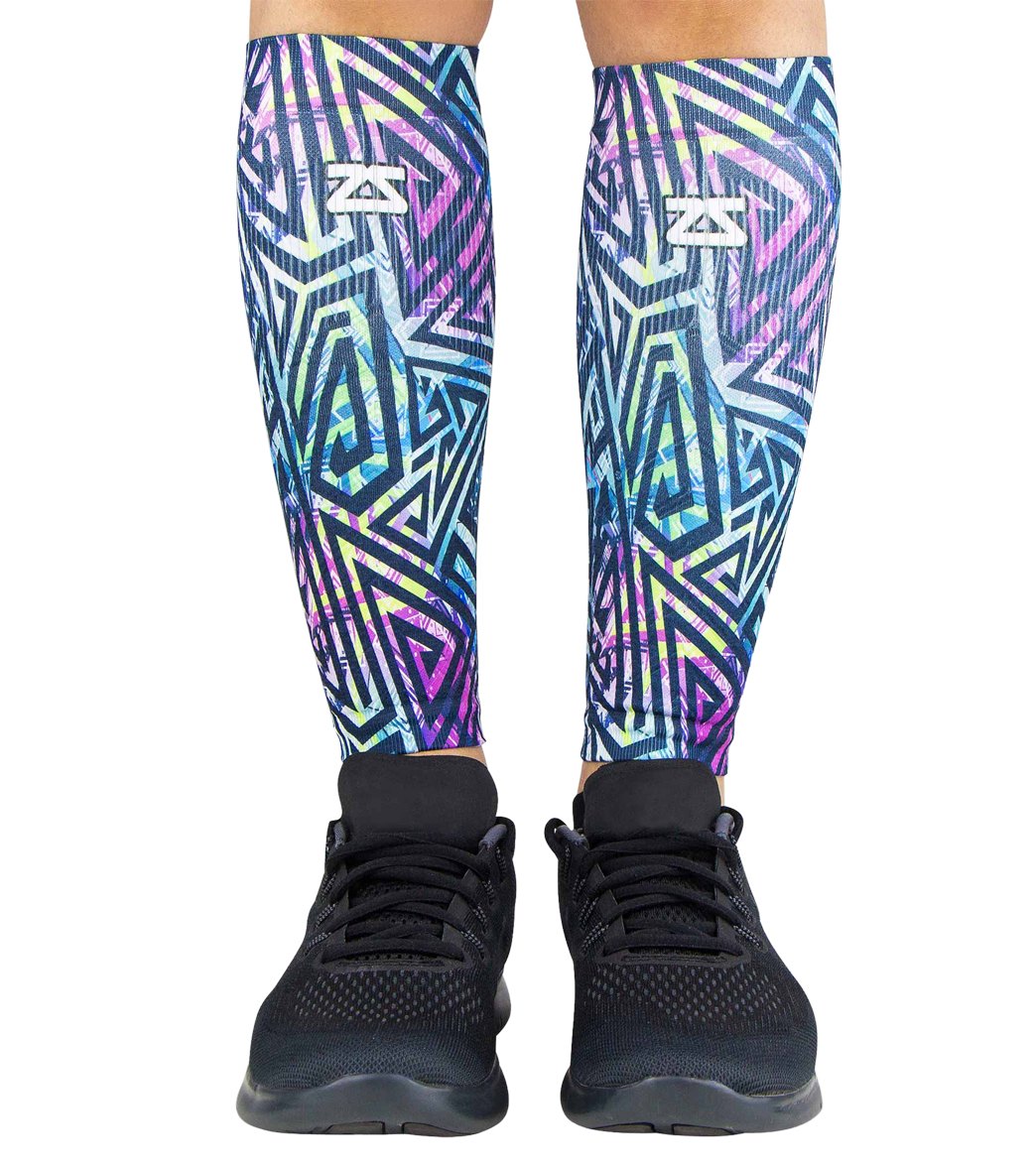 Zensah Geo Maze Compression Leg Sleeves (Pair) at SwimOutlet.com