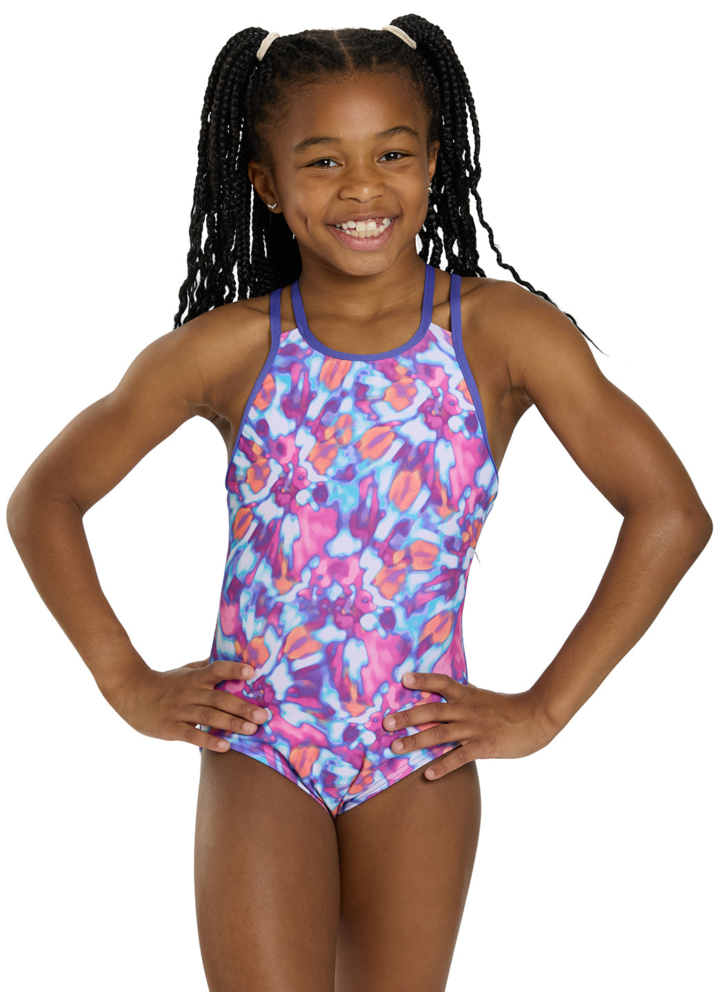 TYR Girls' Print Oliviafit Durafast Elite One Piece Swimsuit (Little ...