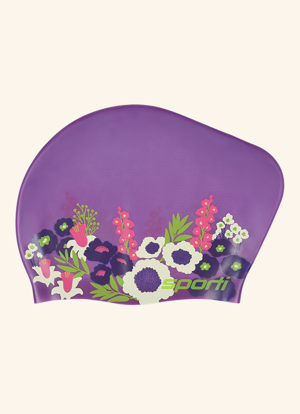 Sporti Spring Meadow Long Hair Bun Silicone Swim Cap at SwimOutlet.com