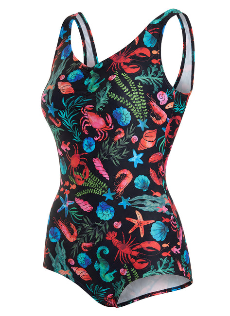 Sporti Tide Pool Conservative Printed Girl Leg One Piece Swimsuit at ...
