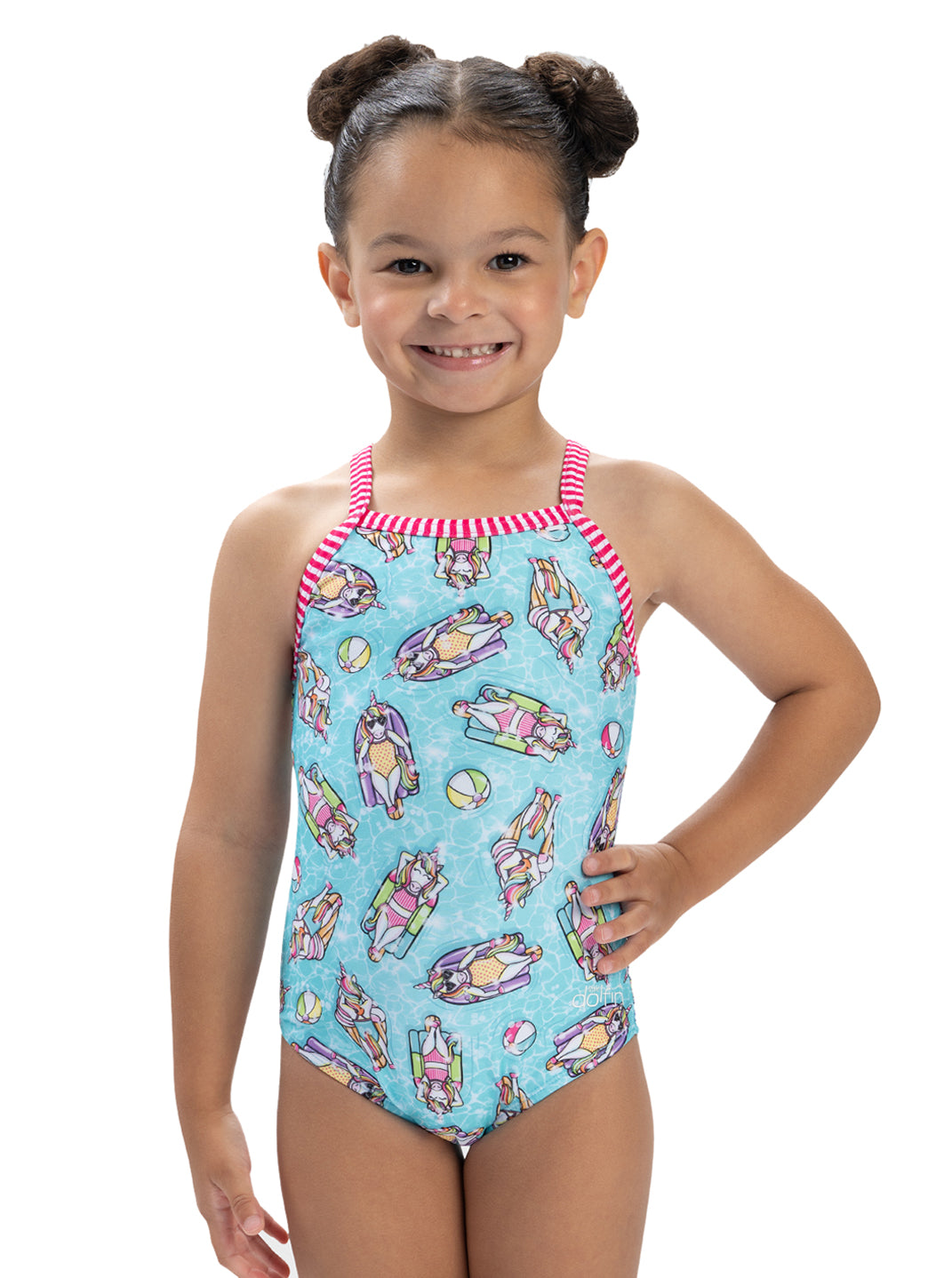 Dolfin Girls' Splish Splash One Piece Swimsuit (Toddler, Little Kid) at ...