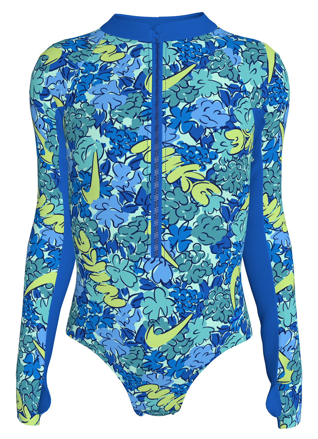 Nike Girls' Outline Floral Long Sleeve One Piece Swimsuit (Big Kid) at ...