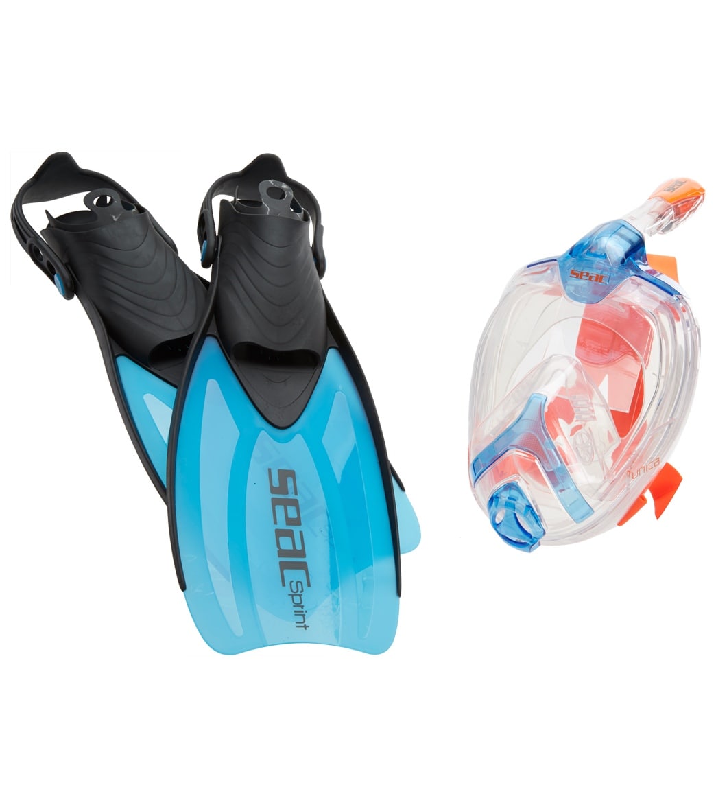 Seac USA Unica Full Face Snorkeling Mask and Sprint Fin Set at ...